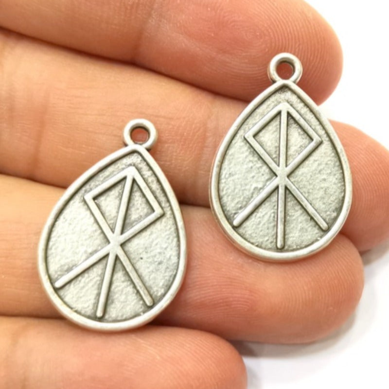 Ethnic Rare Symbol Engraved Silver Plated Oval Charms – CharmsChainsCraft