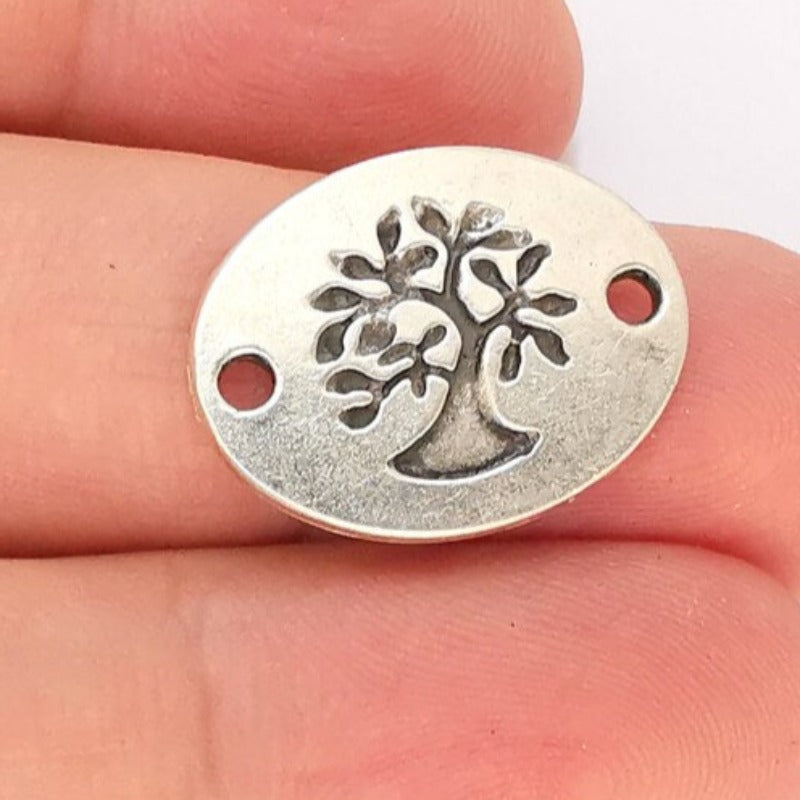Antique Silver Plated Tree Embossed Connector Charms – CharmsChainsCraft